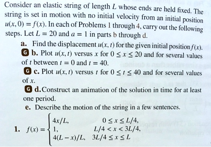 consider an elastic string of length l whose ends are held fixed string ...
