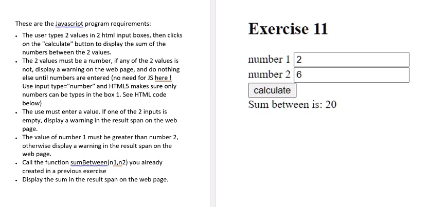 Solved These Are The Javascript Program Requirements The User Types Values In Html Input Boxes