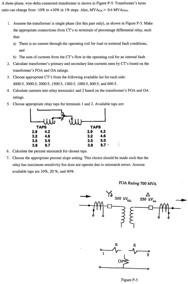 a three phase wye delta connected transformer is shown in figure p 5 transformers turns ratio ...