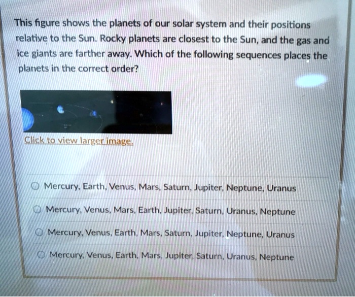 SOLVED: This figure shows the planets of our solar system and their ...