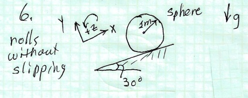 SOLVED: The sphere rolls without slipping down the 30 degree incline ...
