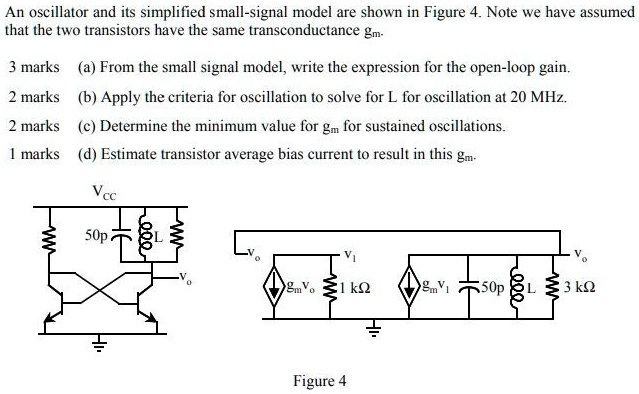 SOLVED: An oscillator and its simplified small-signal model are shown ...