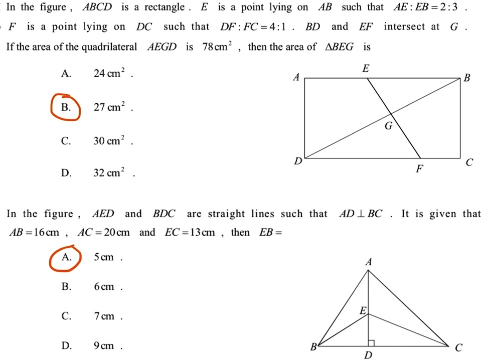 SOLVED: Texts: In the figure, ABCD is a rectangle. E is a point lying ...