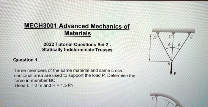 MECH3001 Advanced Mechanics of Materials 2022 Tutorial Questions Set 2 ...