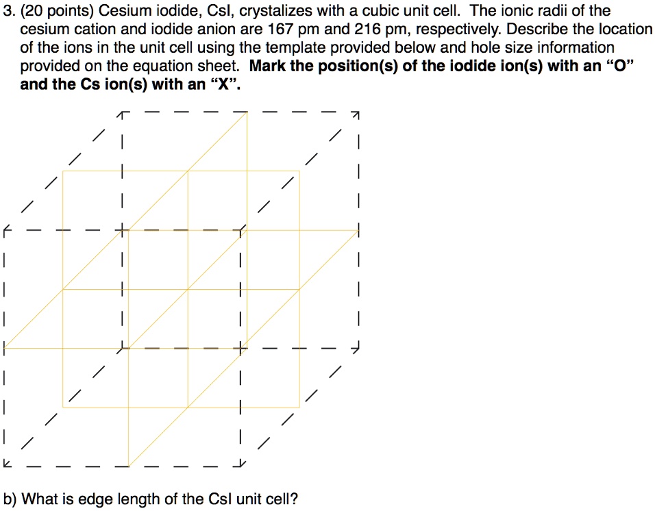 SOLVED: Cesium iodide, CsI, crystallizes with a cubic unit cell. The ...