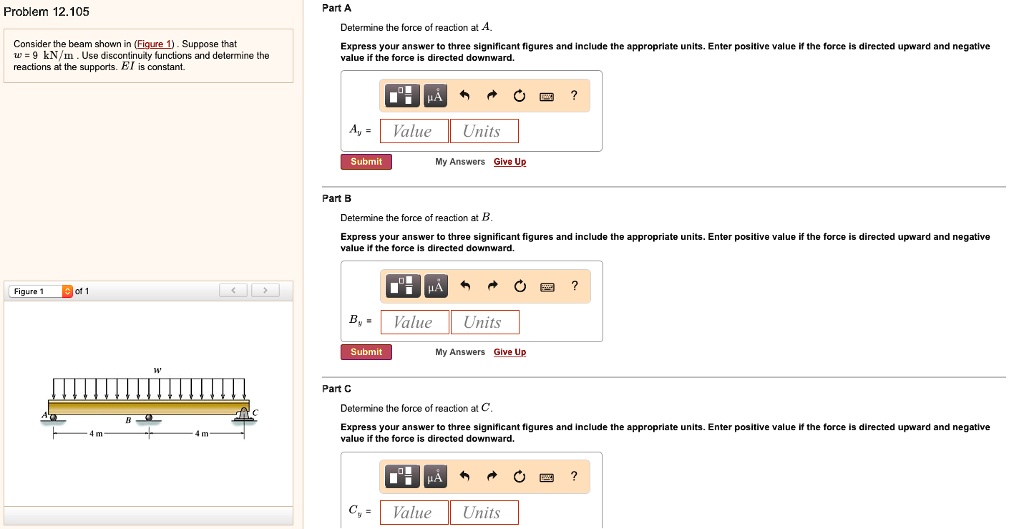 SOLVED: Suppose that w = 9 kN/m. Use discontinuity functions and ...