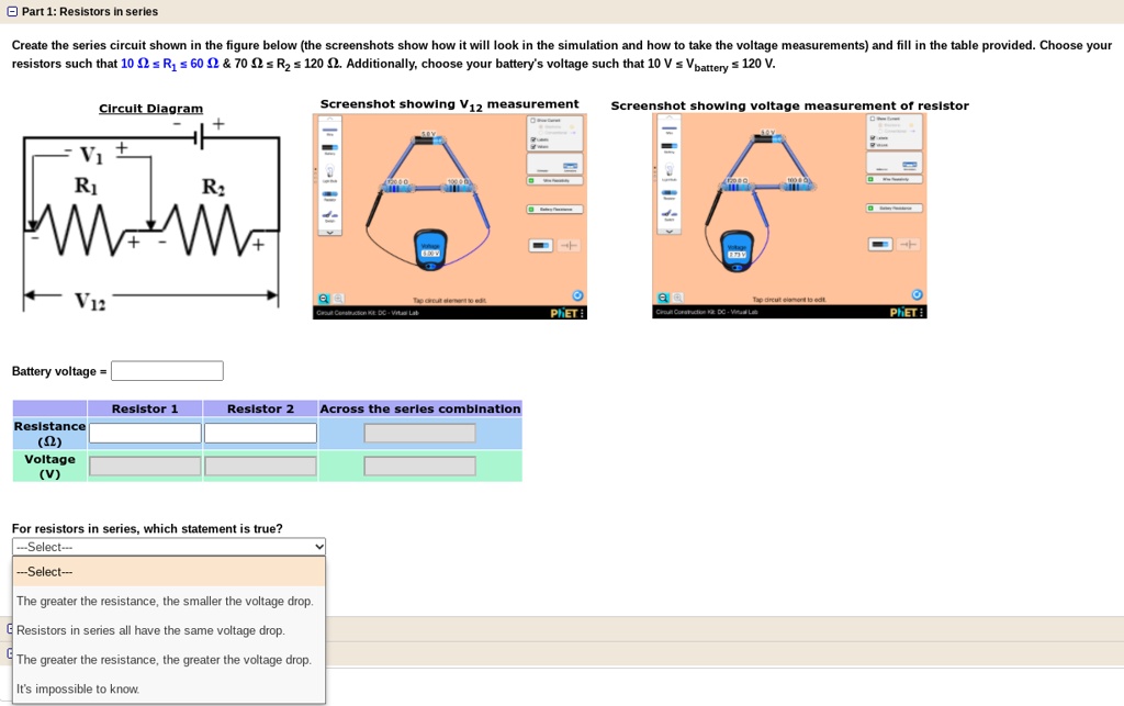 o part 1 resistors serles create the series circuit shown in the figure ...
