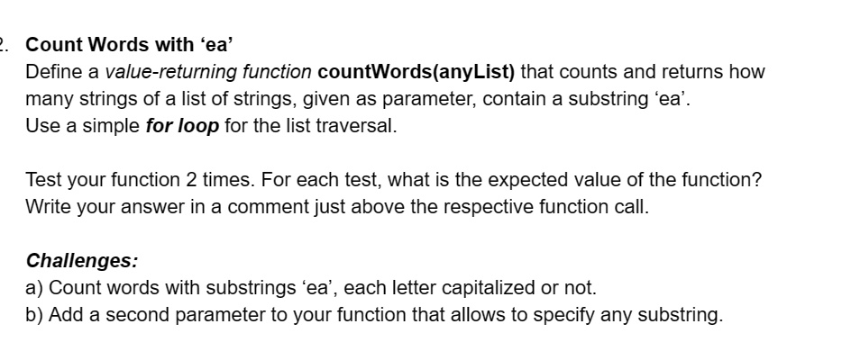 Solved Count Words With Ea Define A Value Returning Function Countwordsanylist That Counts