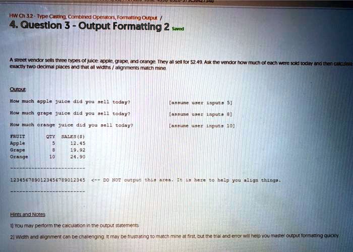 Solved The Language Is C Hw Ch 32 Type Castingcormbined Operatorsformatting Output 4 