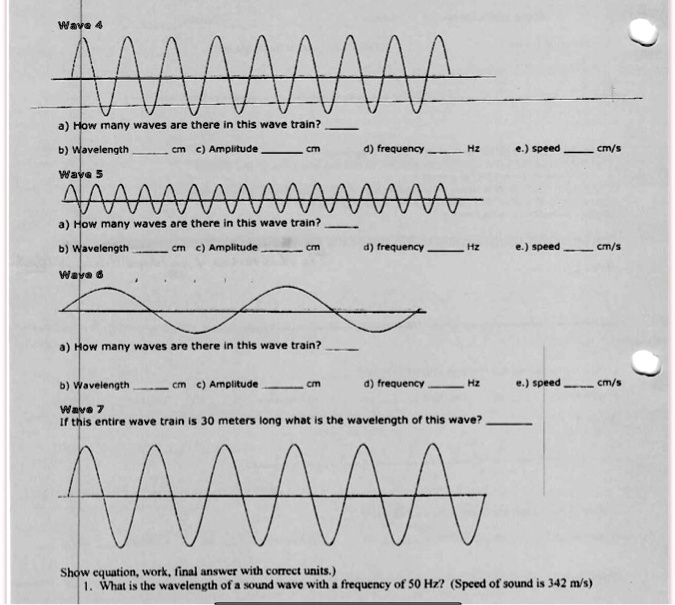 wave 0 how many waves are there this wave train 6 wlavelength ampltude ...