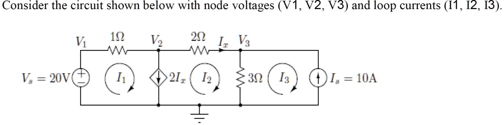 SOLVED: 1. Find V1, V2, V3 using nodal analysis 2. Find I1, I2, I3 using loop (mesh) analysis 3 ...