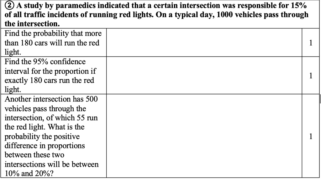 A study by paramedics indicated that a certain intersection was ...