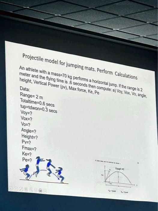 Projectile model for jumping mats. Perform Calculations An athlete with ...