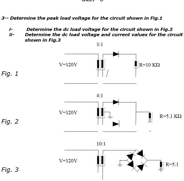 SOLVED: Determine the peak load voltage for the circuit shown in Fig.1. Determine the DC load ...