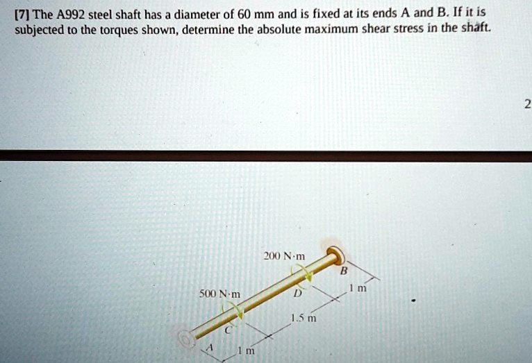 7 the a992 steel shaft has a diameter of 60 mm and is fixed at its ends ...