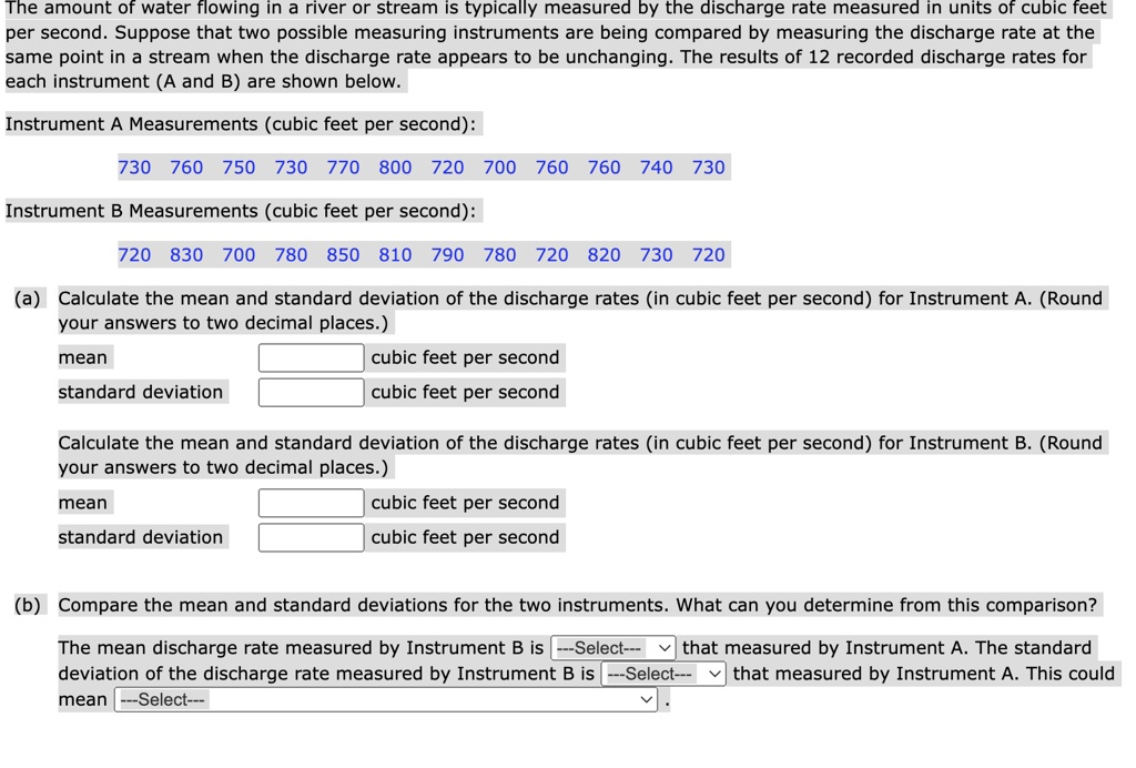 the amount of water flowing in a river or stream is typically measured ...