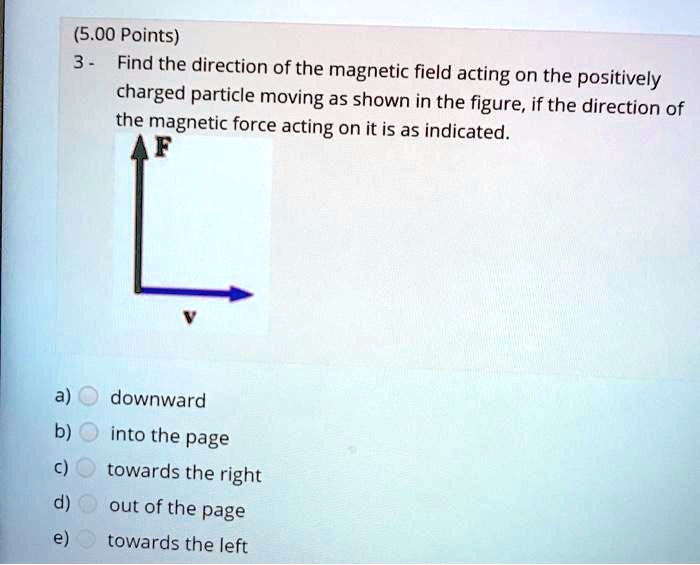 500 points find the direction of the magnetic field acting on the positively charged particle ...
