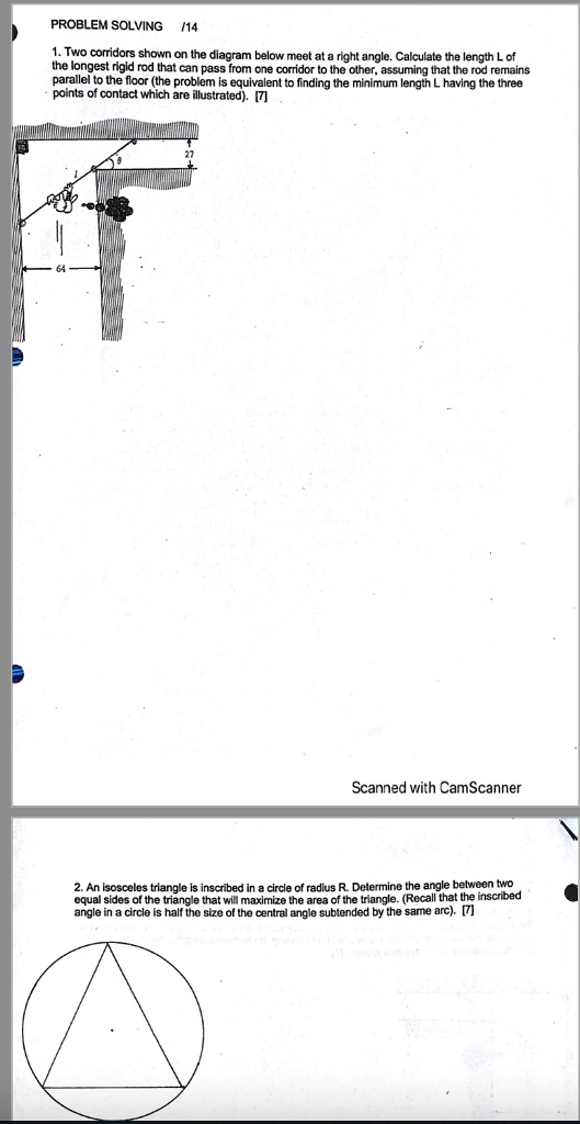 PROBLEM SOLVING /14 1. Two corridors shown on the diagram below meet at ...