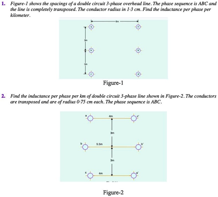SOLVED: 1. Figure-1 shows the spacings of a double circuit 3-phase overhead line.The phase ...