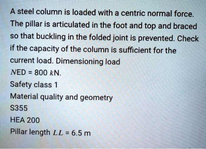 A steel column is loaded with a centric normal force. The pillar is ...