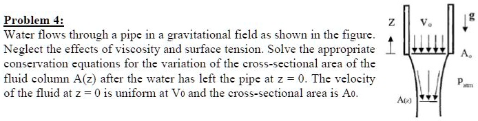 SOLVED: Intermediate Fluid Mechanics Problem 4: Water flows through a pipe in a gravitational ...