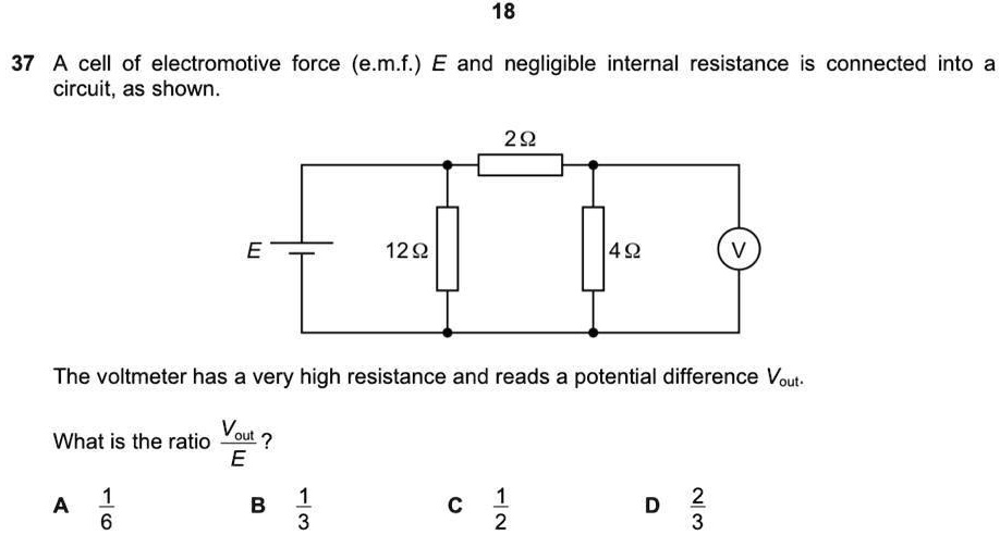 18 37 A cell of electromotive force (e.m.f.) E and negligible internal ...