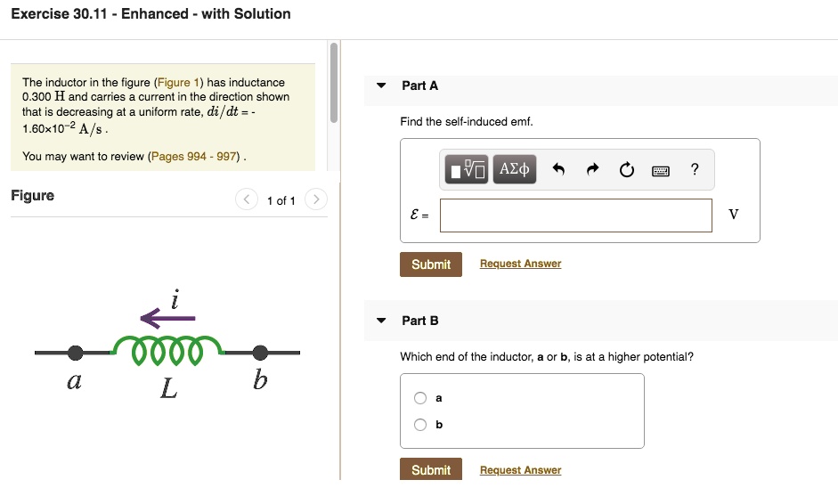 SOLVED: Exercise 30.11 Enhanced with Solution The inductor in the ...
