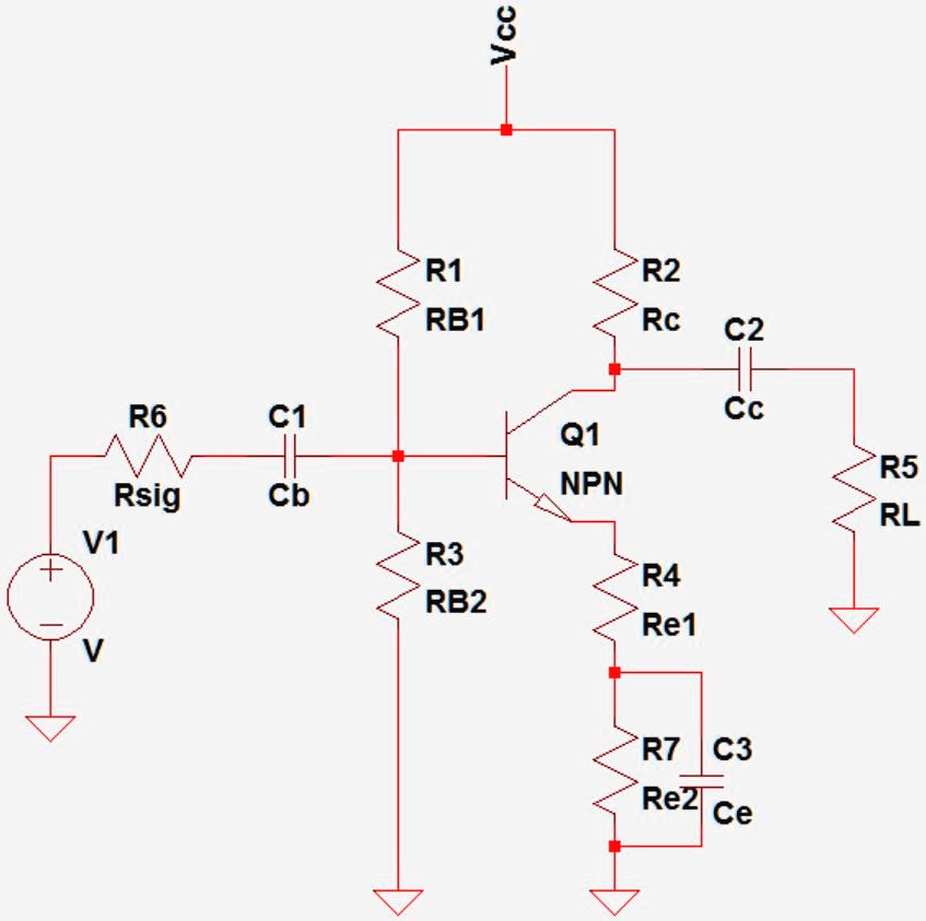 SOLVED: Design a single stage BJT amplifier with a split emitter resistance with the following ...