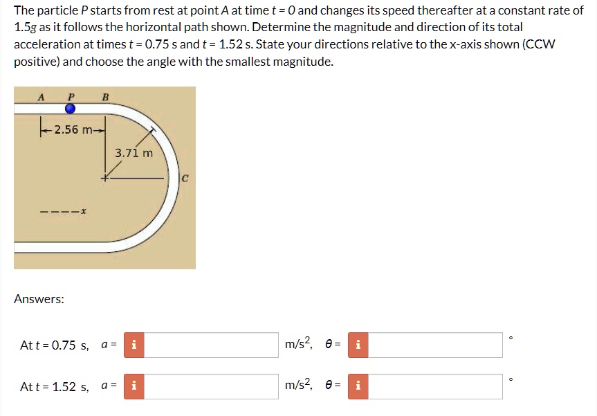 SOLVED: The particle P starts from rest at point A at time t = 0 and changes its speed ...