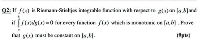 02 If Fx Is Riemann Stieltjes Integrable Function With Respect T0 Gx On 1946
