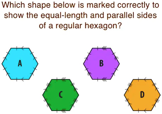 SOLVED: Which shape below is marked correctly to show the equal-length and parallel sides of a ...
