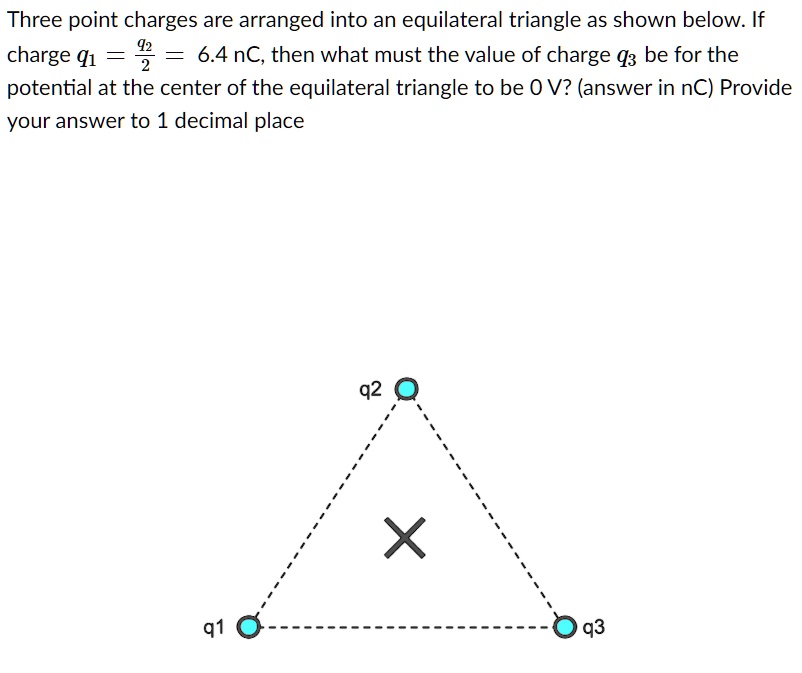 SOLVED:Three point charges are arranged into an equilateral triangle as shown below: If charge ...