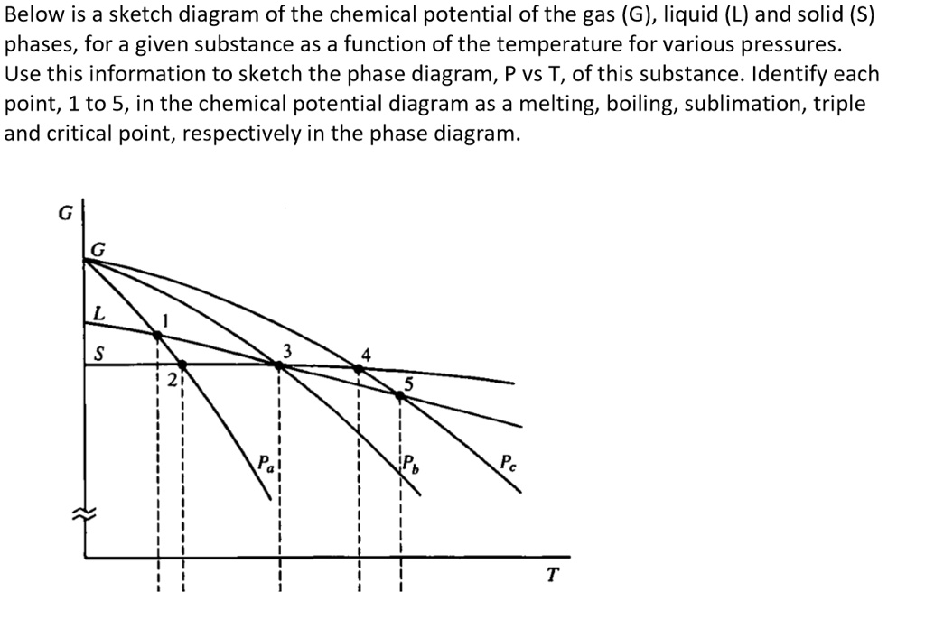 below is a sketch diagram of the chemical potential of the gas g liquid ...