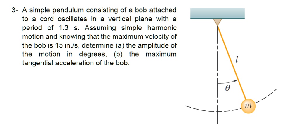3- A simple pendulum consisting of a bob attached to a cord oscillates ...
