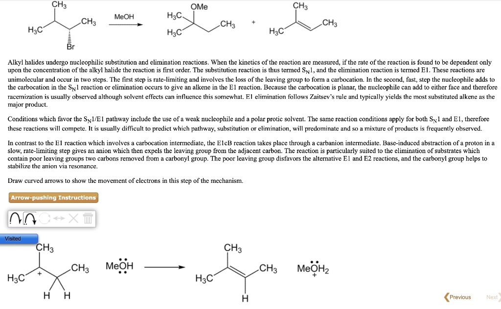 CH3 CH3 H3C OMe HsC CH3 Hyc MeOH CH3 H3C Alkyl halides undergo ...