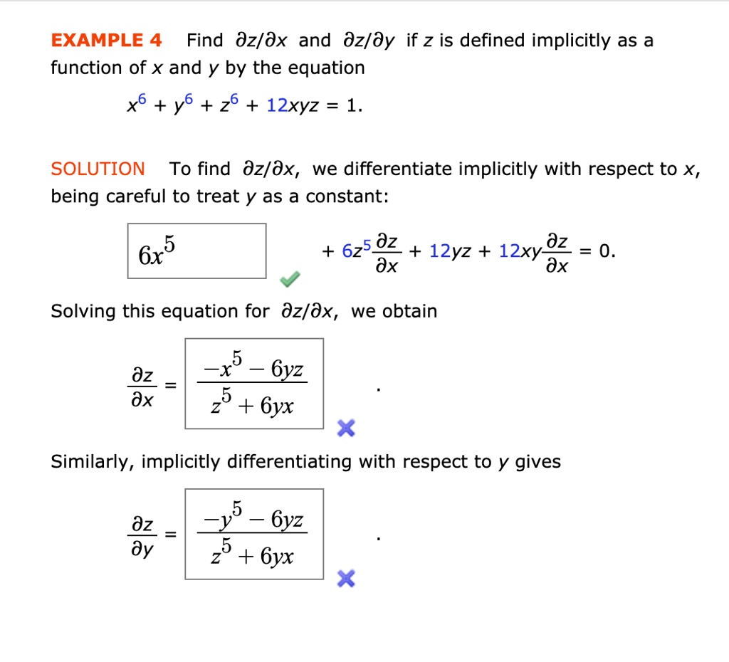 SOLVED EXAMPLE 4 Find Dz dx And Dz dy If Z Is Defined Implicitly As A SOLVED EXAMPLE 4 Find Dz dx And Dz dy If Z Is Defined Implicitly As A