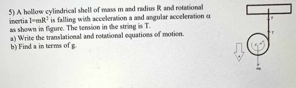 5 a hollow cylindrical shell ofmass m and radius r and rotational ...