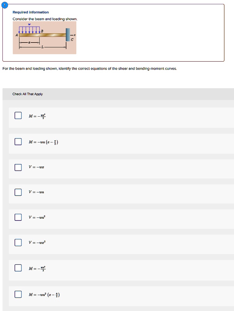 Required information Consider the beam and loading shown. For the beam ...