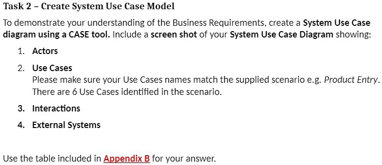 SOLVED: 'Task 2 Create System Use Case Model To demonstrate your ...