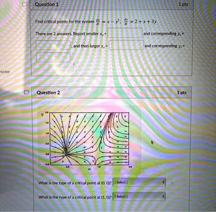 SOLVED: Question 1 pes Find critical points for the system d =x-Y,-2 ... SOLVED: Question 1 pes Find critical points for the system d =x-Y,-2 ...