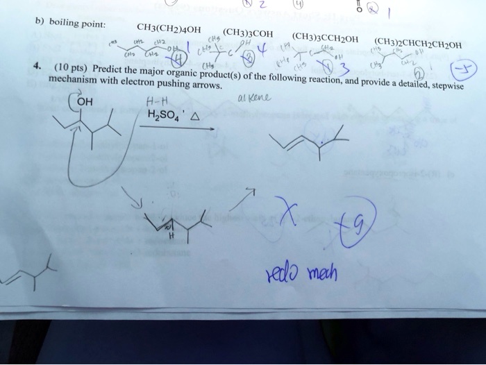 SOLVED: Boiling Point: CH3(CH2)4OH (CH3)2COH (CH3)2CCH2OH (CH3)2CHCH2CH2OH (10 pts) Predict the ...