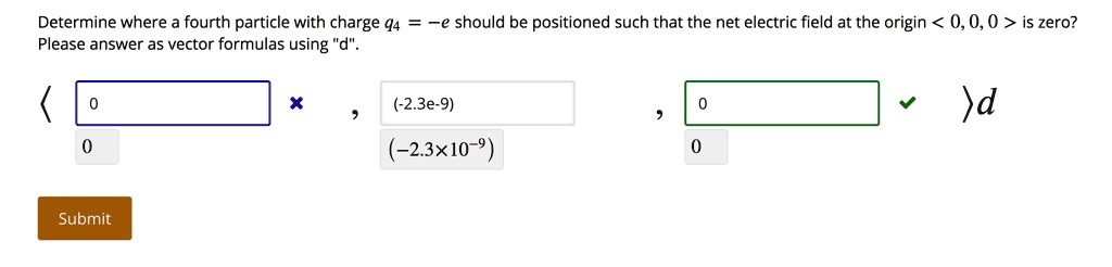 determine where a fourth particle with charge 94 e should be positioned ...
