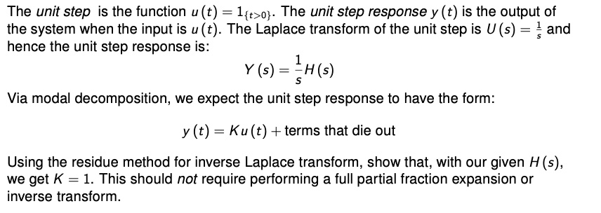 the unit step is the function u t 1t0 the unit step response y t is the ...