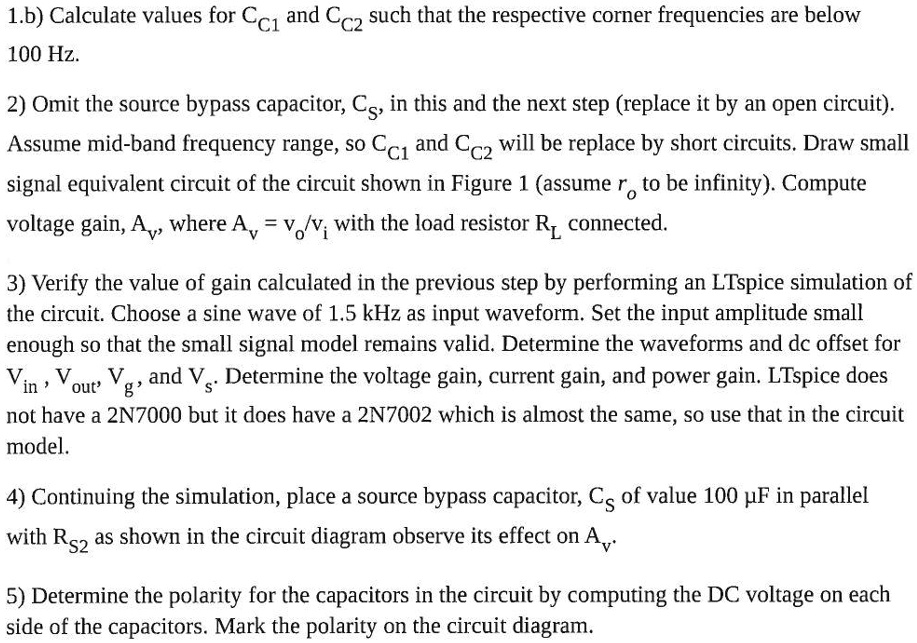 1.b) Calculate values for CC1 and CC2 such that the respective corner frequencies are below 100 ...