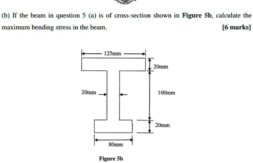 SOLVED: (b) If the beam in question 5 (a) is of cross-section shown in ...