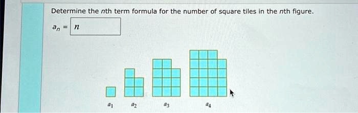 SOLVED: Determine the nth term formula for the number of square tiles in the nth figure ...