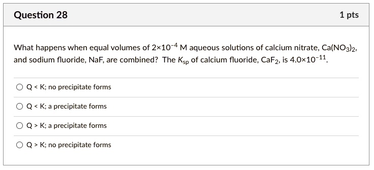 SOLVED: What happens when equal volumes of 2x10^-4 M aqueous solutions ...