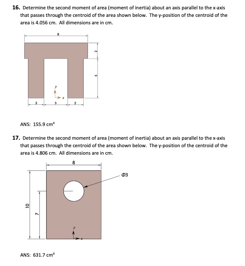 SOLVED: 16. Determine the second moment of area (moment of inertia ...
