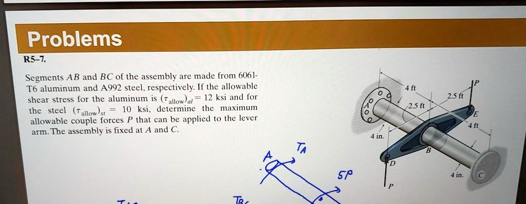 problems rs 7 segments ab and bc of the assembly are made from 6061 t6 ...