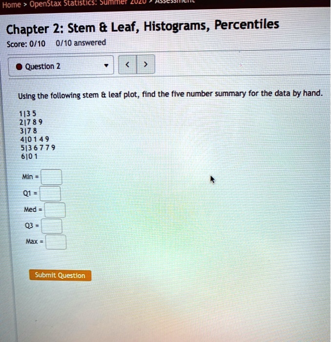 SOLVED: LULU 499doo Home OpenStax Statistics: Suniet Chapter 2: Stem ... SOLVED: LULU 499doo Home OpenStax Statistics: Suniet Chapter 2: Stem ...